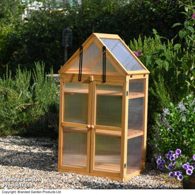 Garden Gear Wooden 3 Shelf Cold Frame Greenhouse, Polycarbonate Panels ...