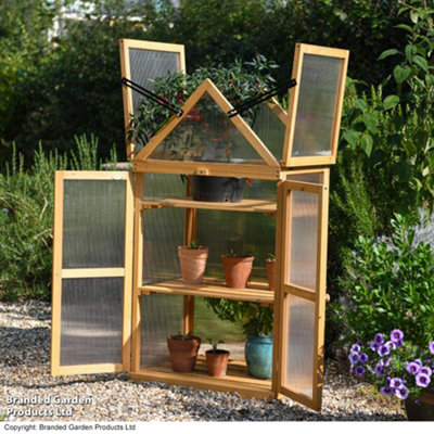 Garden Gear Wooden 3 Shelf Cold Frame Greenhouse, Polycarbonate Panels ...