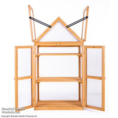 Garden Gear Wooden 3 Shelf Cold Frame Greenhouse, Polycarbonate Panels ...