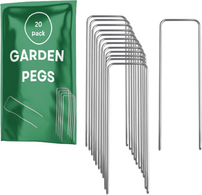 Garden Ground Pegs Metal U Pins (6 inch 15cm) Galvanised Steel Weed ...