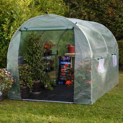 GARDEN GROW 2M X 2M GREENHOUSE POLYTUNNEL, POWDER COATED STEEL FRAME ...