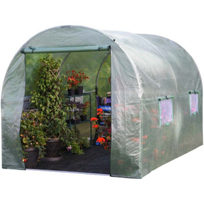 GARDEN GROW 2M X 2M GREENHOUSE POLYTUNNEL, POWDER COATED STEEL FRAME ...