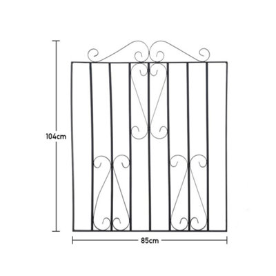 Garden Home Decorative Garden Fence Gate Arched Top 104 x 85 cm Black