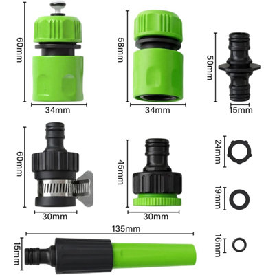 Garden Hose Connector Set Nozzle Hose Pipe End Quick Male Connector ...