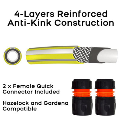 Garden Hose Pipe, Outdoor Tap to Reel Connection Set, 4 Layer Non-Toxic ...