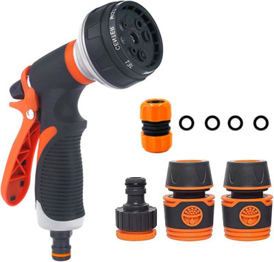 Garden Hose Pipe Spray Gun Set, 8 Adjustable Patterns High Pressure ...