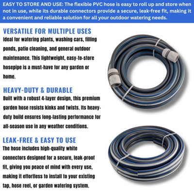 GARDEN HOSE SET 4-LAYER FLEXIBLE HOSE PIPE WITH 2 UNIVERSAL HOSE ...