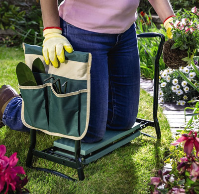 Garden Kneeler Hand Tool Set Foldable Foam Gardening Seat or Kneeling Pad with Handles Side