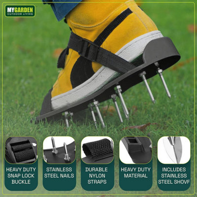Garden Lawn Aerator Spikes Shoes with Stainless Steel Shovel Unisize ...