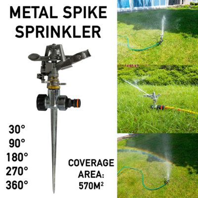 Garden lawn sprinkler,adjustable flick-around all metal head+spike,up ...
