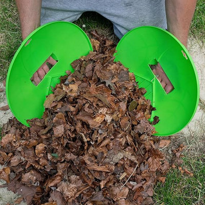 Garden Leaf Grabbers - Large Green Scoops for Fast Raking & Clearing