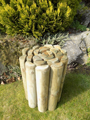 Garden Log Edging Rolls Lawn Border Edges (H)375mm (L)1.8m Pack of 2