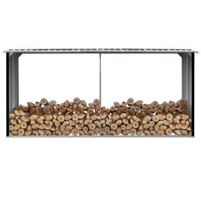 Garden Log Storage Shed Galvanised Steel 330x92x153 cm Anthracite