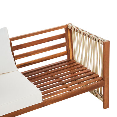 Garden Lounge Set with Table 4 Seater ANTRIA Acacia Wood Beige