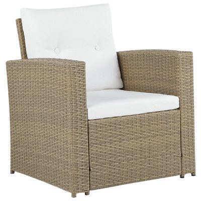 Garden Lounge Set with Table 4 Seater LUCA PE Rattan Light Brown
