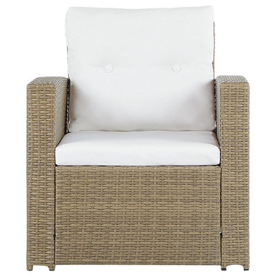 Garden Lounge Set with Table 4 Seater LUCA PE Rattan Light Brown
