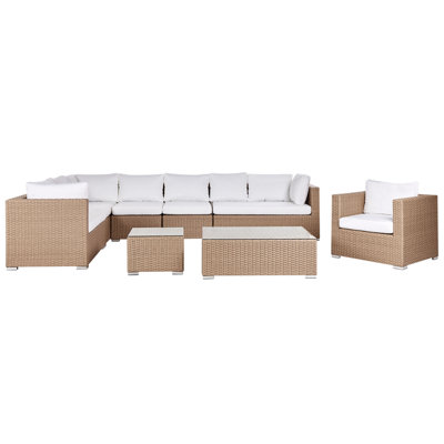 Garden Lounge Set with Table 8 Seater XXL Right Hand Modular PE Rattan ...