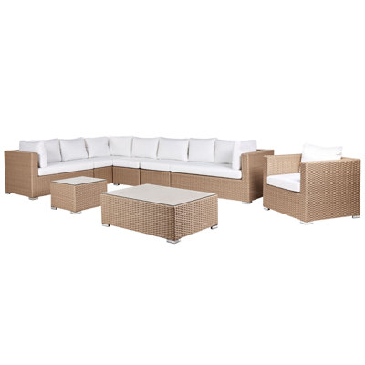 Garden Lounge Set with Table 8 Seater XXL Right Hand Modular PE Rattan ...