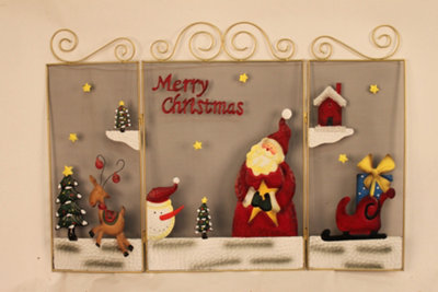 Garden Market Place Large Decorative Merry Christmas Metal Fire Guard ...