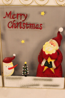 Garden Market Place Large Decorative Merry Christmas Metal Fire Guard ...