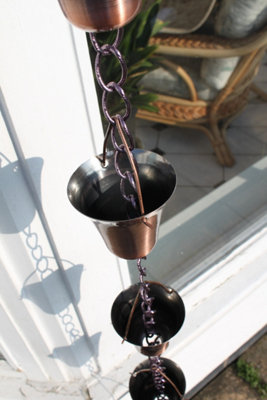 Garden Market Place Rain Chains - Metal Bell Rain Chain - Copper Plated ...