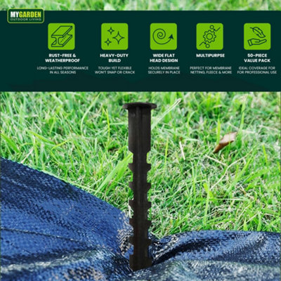Garden Membrane Pegs for Weed Control 50 Pack Heavy Duty Ground Pegs ...