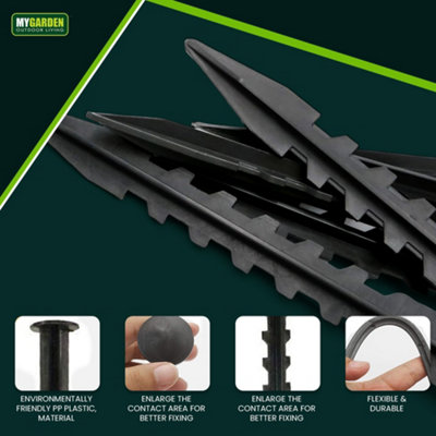 GARDEN MEMBRANE PEGS FOR WEED CONTROL 50 PACK HEAVY DUTY GROUND PEGS ...