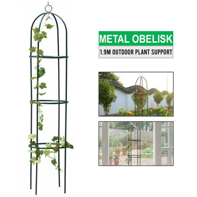 Garden Obelisk for Climbing Plants 1.9m Metal Plant Cage Support ...