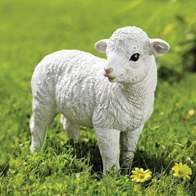 Garden Ornament, Weatherproof Polyresin, Realistic Spring Lamb Design ...