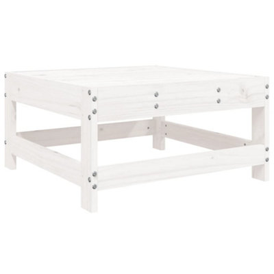 Garden Outdoor Footstool White Solid Wood Pine