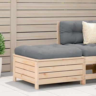 Garden Outdoor Footstool with Cushion Solid Wood Pine