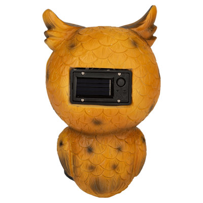 Garden Owl Ornament with Moving Eyes Polyresin Solar Light Brown 24cm