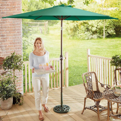 Garden Parasol in Green, Adjustable Tilting Parasol with UV Protection ...