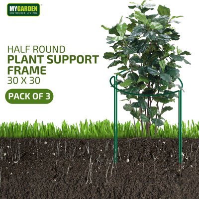 Garden Plant Support Stakes 3 Pack Half Round Plant Support Ring Cage ...