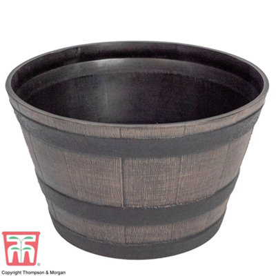Garden Planter Wooden Effect Barrel, Outdoor Half Whiskey Cask Flower ...