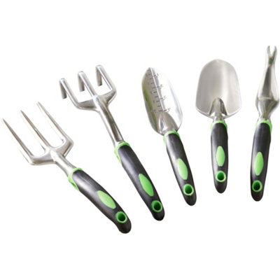 Garden Premium Tool Set 5 Pcs Stainless Steel with Non-slip Rubber Grip ...