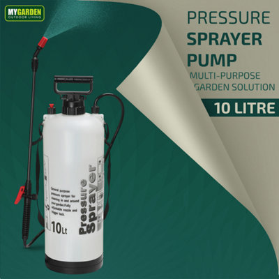 Garden Pressure Sprayer Pump 10 Litre Weed Killer High Pressure Long ...