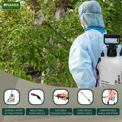 Garden Pressure Sprayer Pump 10 Litre Weed Killer High Pressure Long ...