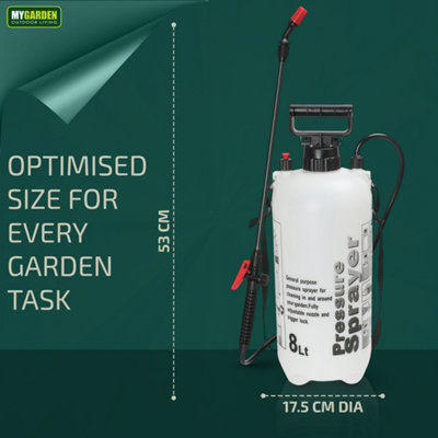 Garden Pressure Sprayer Pump 8 Litre Weed Killer High Pressure Long ...