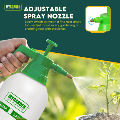 Garden Pressure Sprayer with Adjustable Nozzle & Safety Lock 2.5 Litre ...