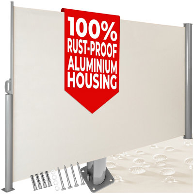 Garden privacy screen w/ retractable mechanism - beige | DIY at B&Q