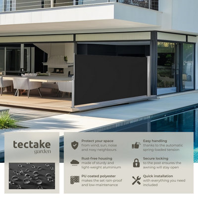 Garden Privacy Screen with retractable side awning and aluminium casing ...