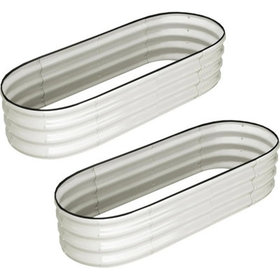 Garden Raised Planter Pot Metal Steel Flower Herb Grow Bed White