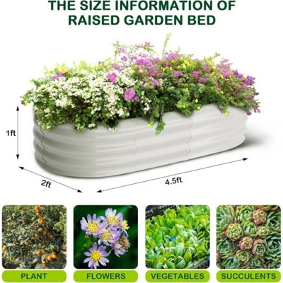 Garden Raised Planter Pot Metal Steel Flower Herb Grow Bed White