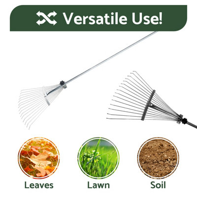 Garden Rake Adjustable Expandable Garden Leaf Lawn Rake for Gardening ...