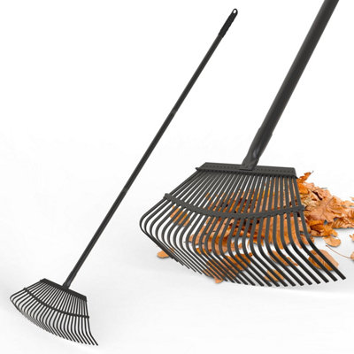 Garden Rake Heavy Duty 25-tooth Metal 65"Adjustable Long Handle Lawn ...