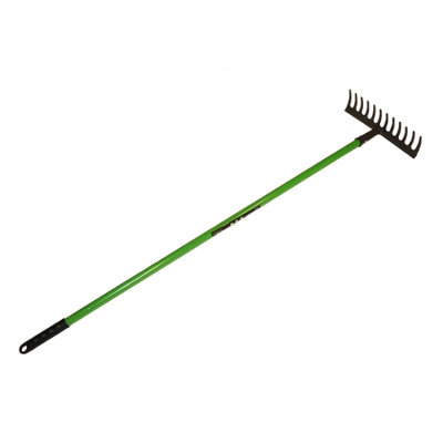 Garden Rake Soil Leaves Leaf Raker 12 Teeth Carbon Steel With PVC Grip ...