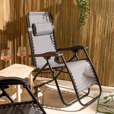 Garden Reclining Zero Gravity Patio Sun Lounger Folding Chair Outdoor ...