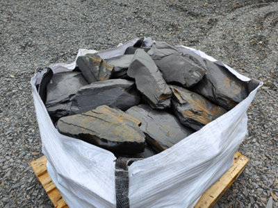 GARDEN ROCKERY / POND EDGING STONES - WELSH SLATE 250-500MM