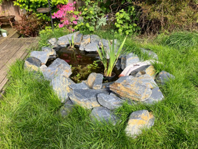 GARDEN ROCKERY / POND EDGING STONES - WELSH SLATE 250-500MM